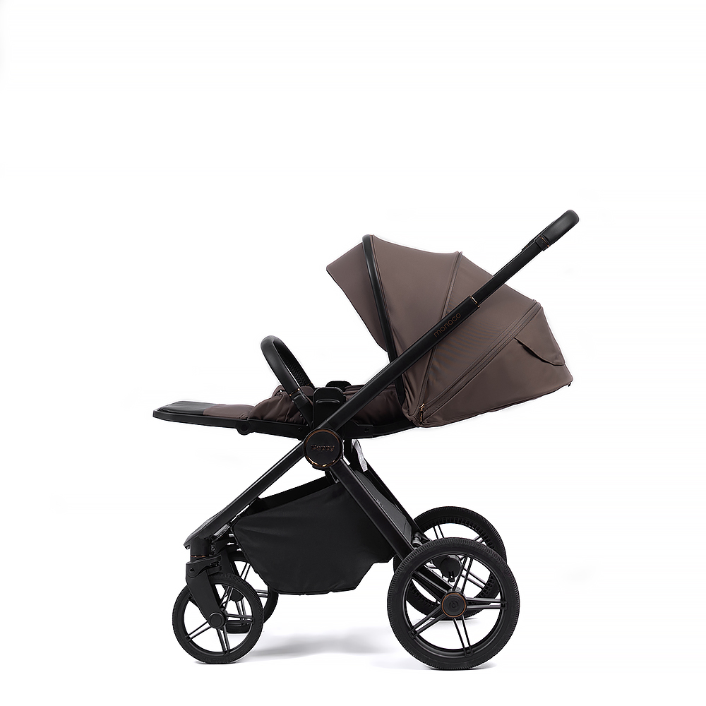 Коляска детская Peppy Monaco 2 в 1 Brownie (коричневый), рама черная