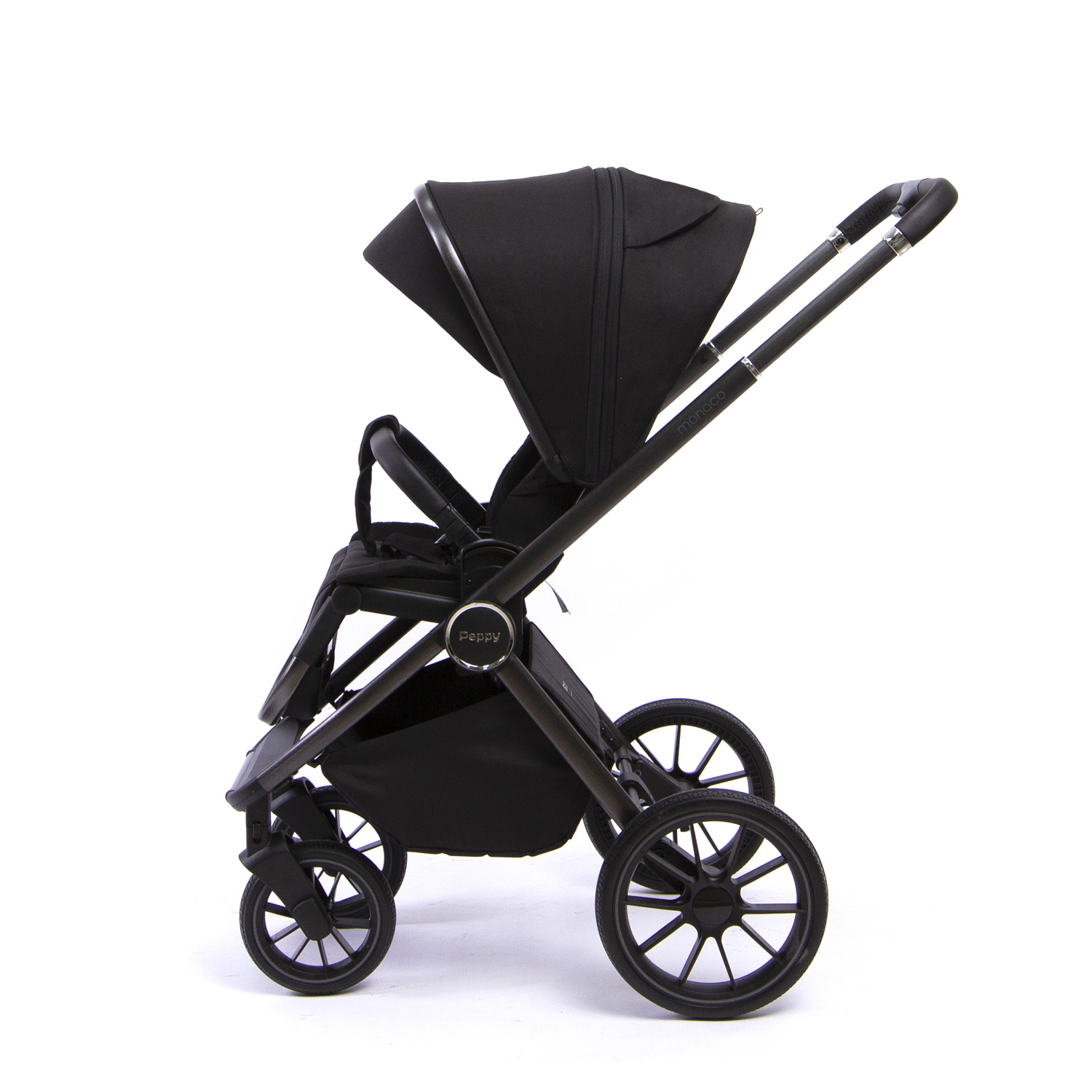 Коляска детская Peppy Monaco 2 в 1 GP Black (черный), рама темносерая ...